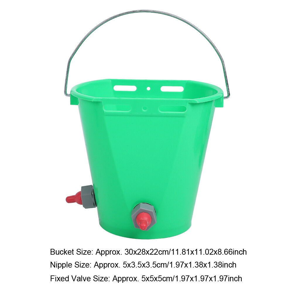 HL MP69 Пластиковое ведро с несколькими сосками, 8 л, ведро для кормления молока из ягненка большой емкости для крупного рогатого скота, овец (два соска)