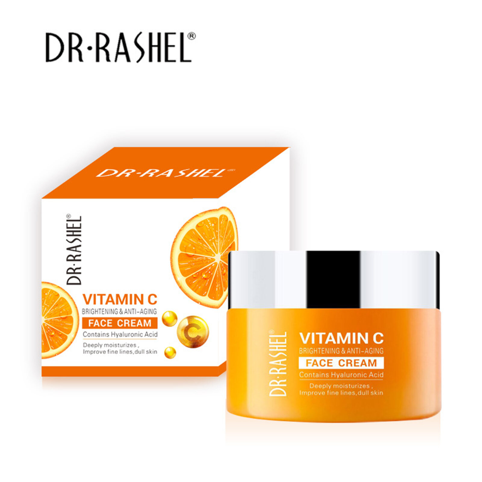 DR.RASHEL Vitamin C Whitening Remove Dark Spots Cream Skin Care 100ml, Содержит витамин C и гиалуроновую кислоту, Подходит для всех типов кожи, Объем 100мл, Вес упаковки 170г, Размер упаковки 70*70*70мм, В комплект входят 1 Крем для лица