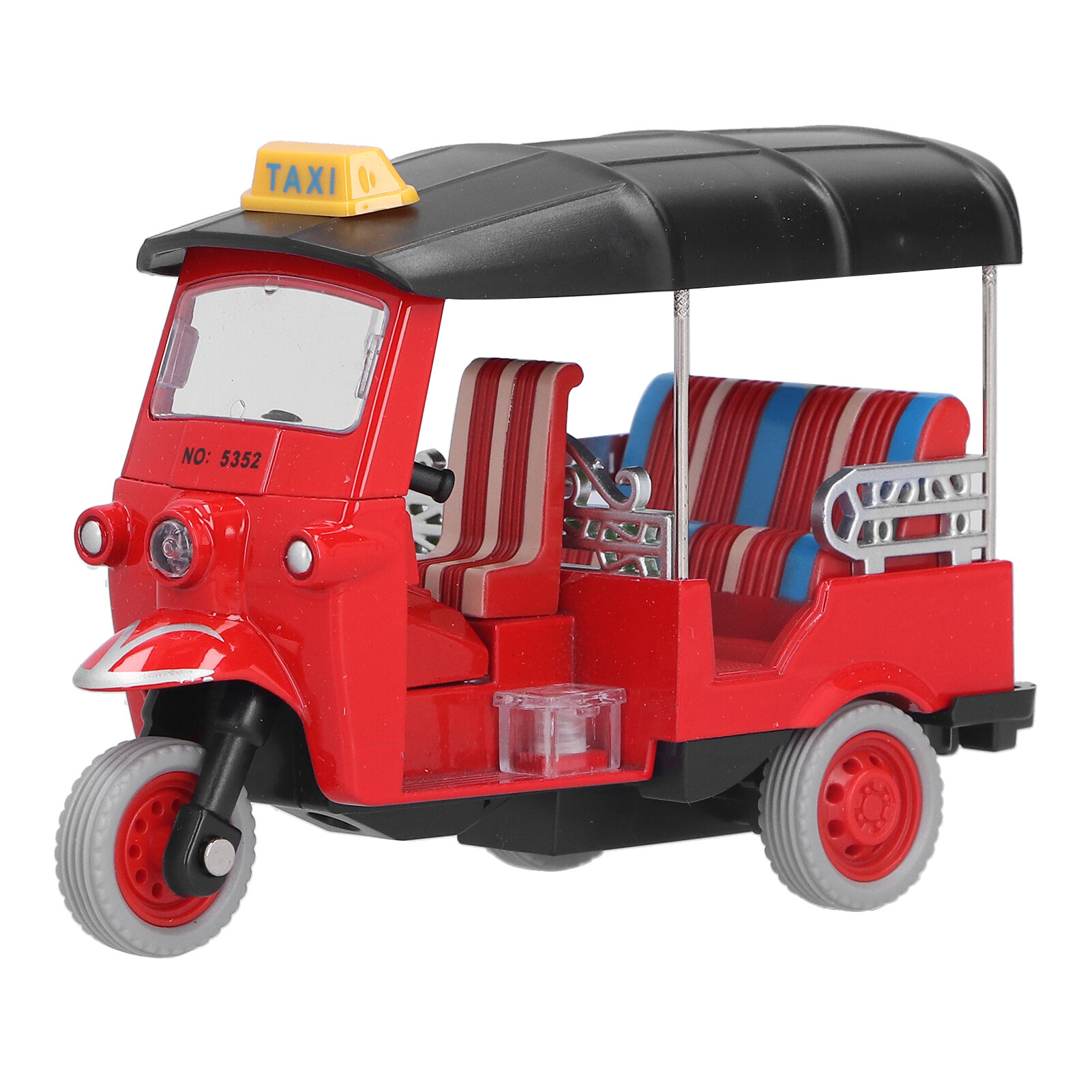 Модель игрушечного автомобиля тук-тук, тайский трёхколёсный велосипед с инерционным механизмом, лёгкое транспортное средство для детей, миниатюрная красная игрушка для коллекционеров и детей
