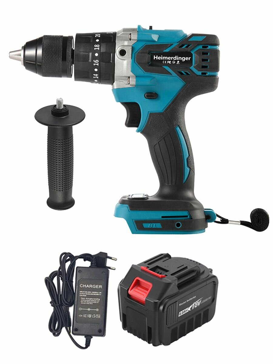 Аккумуляторная ударная бесщеточная дрель-шуруповерт Heimerdinger, 18В, 1х6 Ач Li-Ion, 120 нм, LB176
