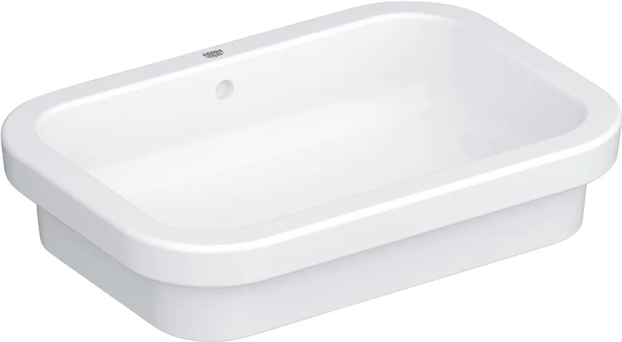 Накладная раковина Grohe Eurocosmo 60 фаянсовая, без отверстия под смеситель, раковина для ванной, 60 см, прямоугольная, белая