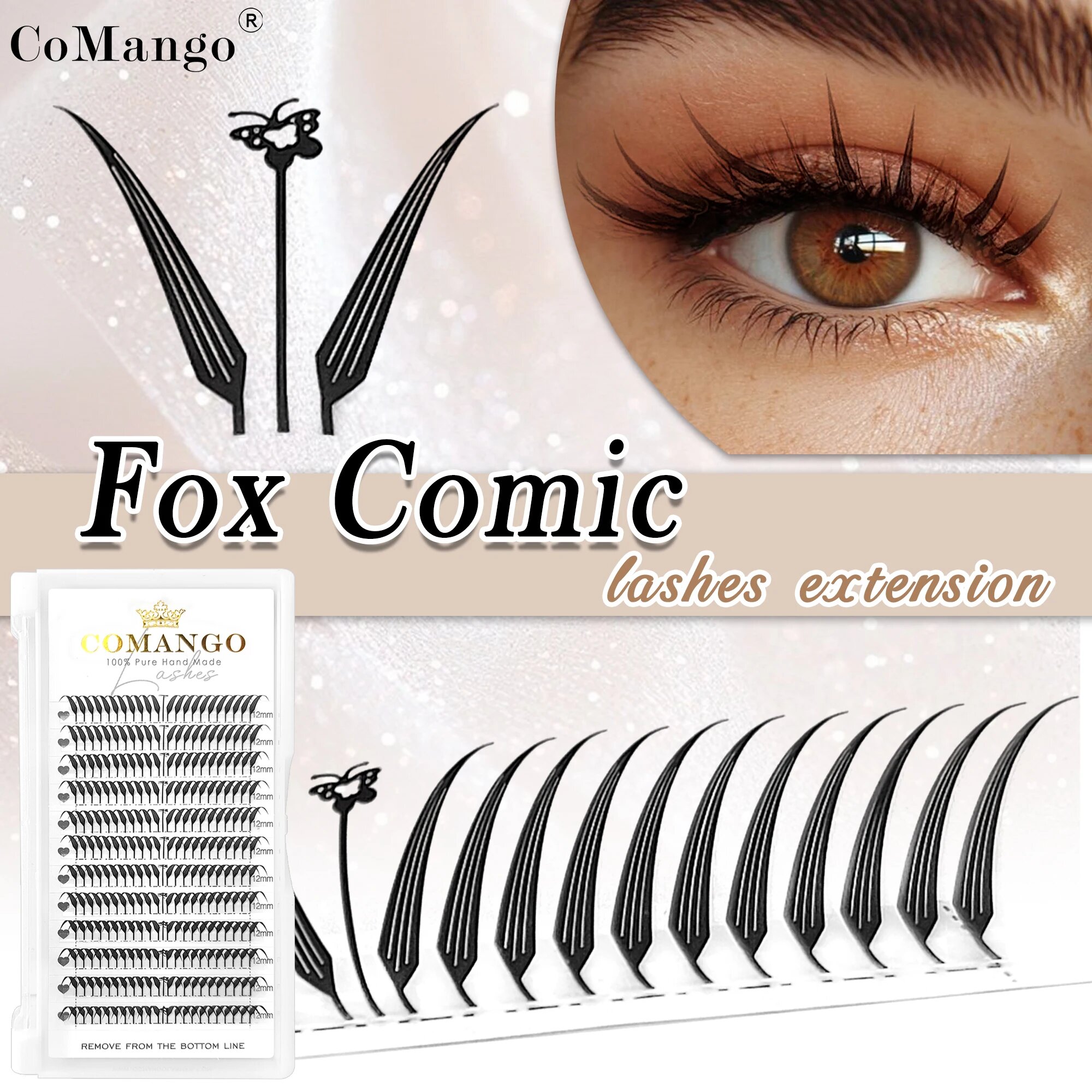 CoMango Fox Comic ресницы C, Mix 8-15mm — фото 1