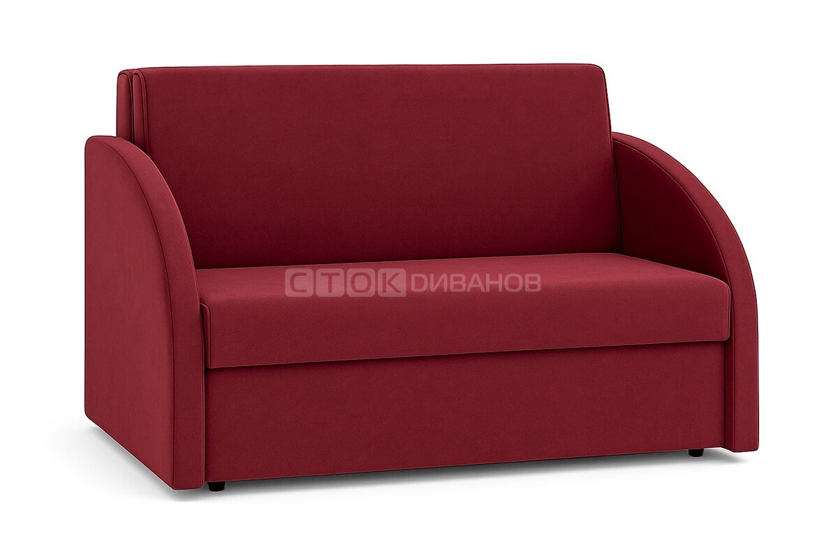 Диван Сток Диванов Старт Wine бордовый велюр 136 см, механизм аккордеон