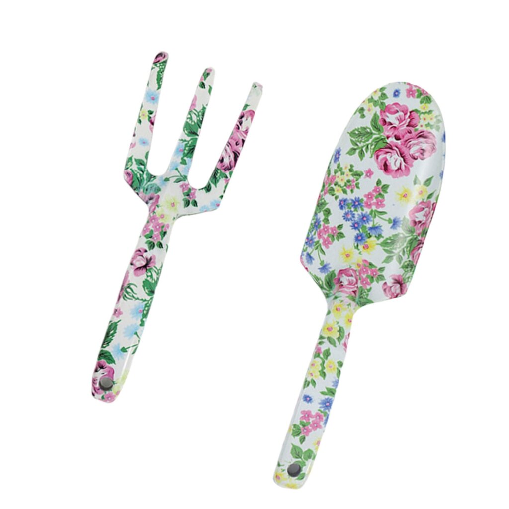 Набор садовых инструментов для женщин, ручной совок и вилка с цветочным дизайном, подарок для любителей садоводства на открытом воздухе, девочек и детей