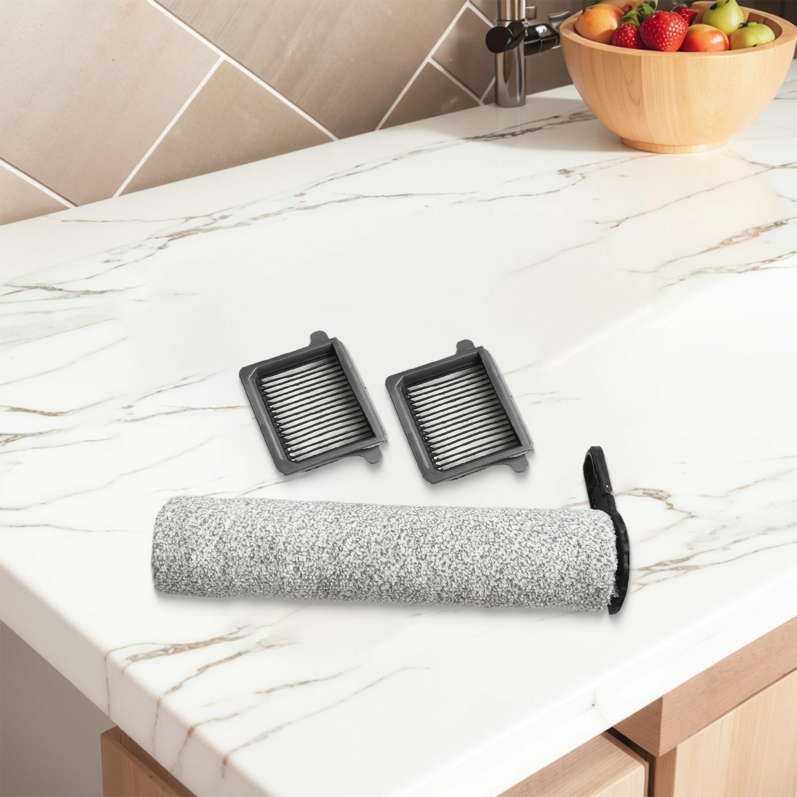 Подходит для паровой стиральной машины для пола Tineco FLOOR ONE S7 Steam, аксессуары для роликовых щеток и фильтров (1 роликовая щетка + 2 фильтра)