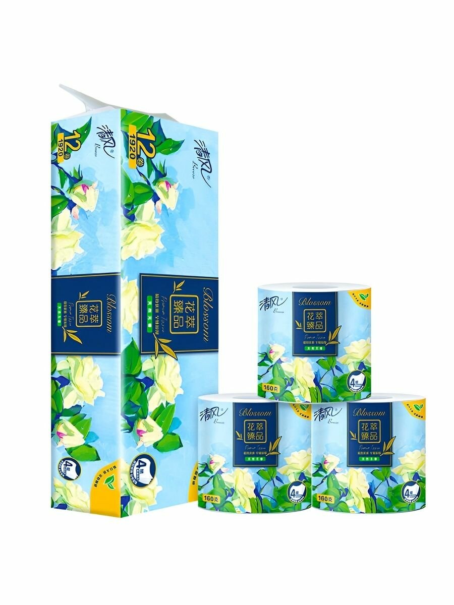 Gold Hong Breeze Blossom Премиальная особомягкая туалетная бумага четырёхслойная, с гладкой поверхностью 30м х 10рулонов