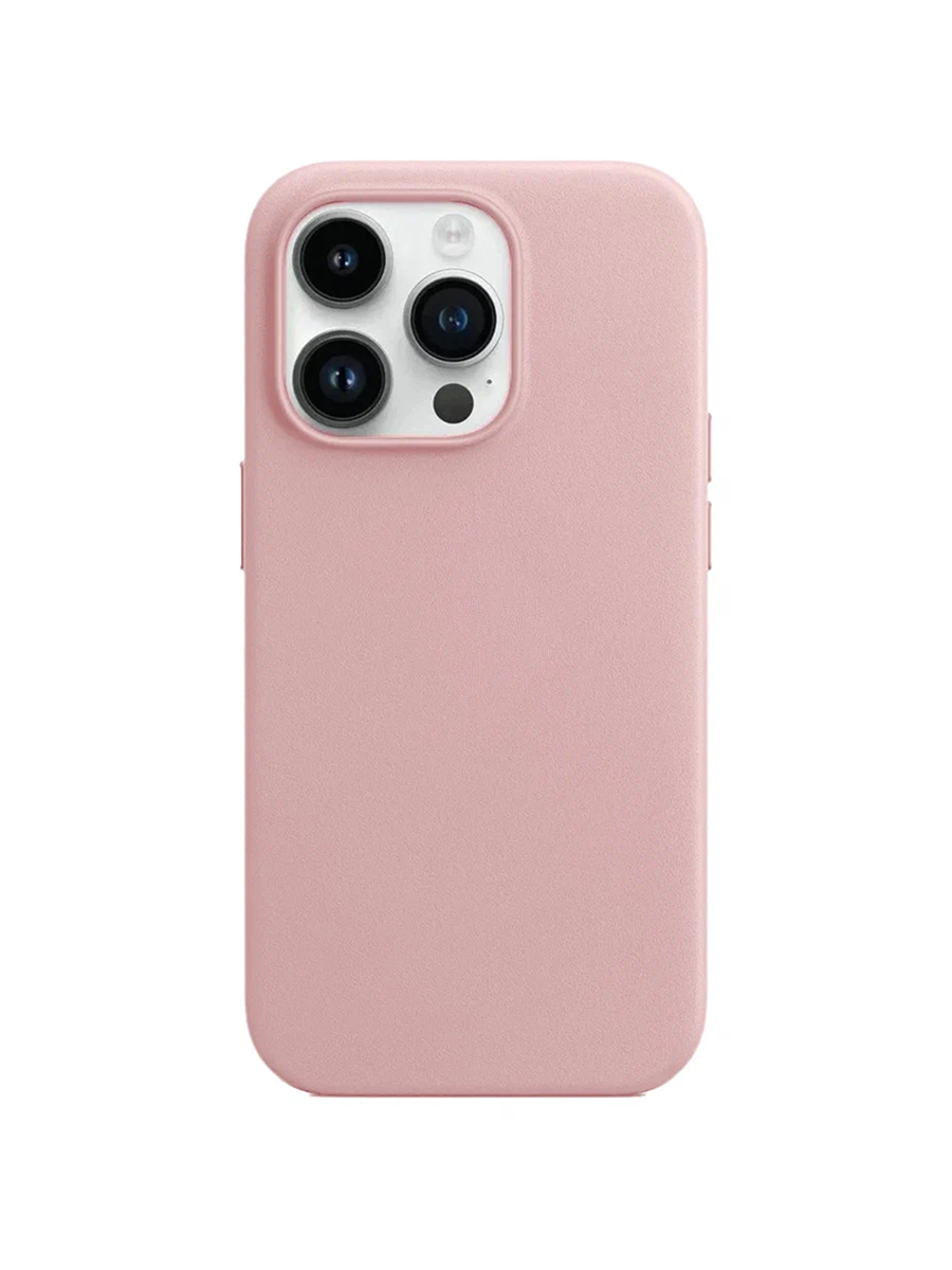 Кожаный чехол Магсейф для iPhone 15 Pro Sand Pink / Leather Case Магсейф для Айфон 15 Про / Розовый