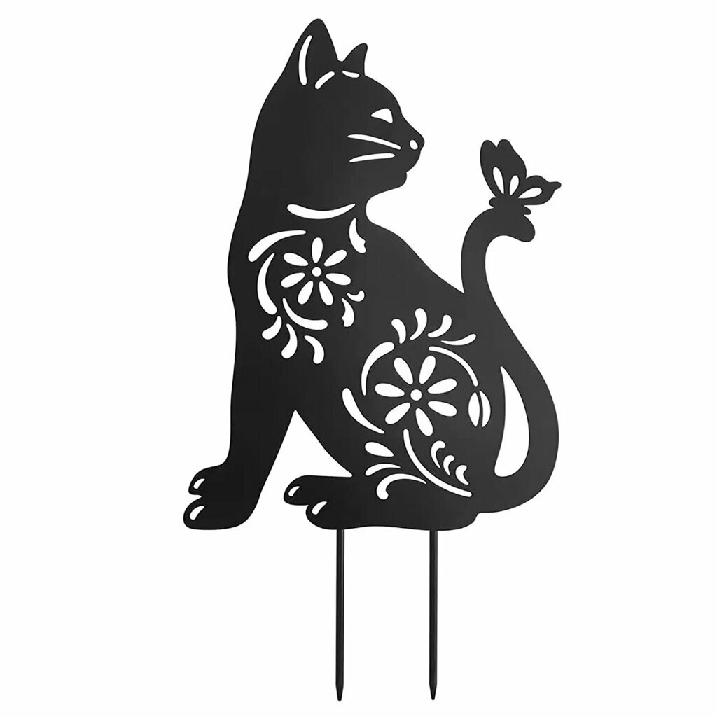 Металлическая кованая декоративная фигурка кота для сада - кот, смотрящий назад