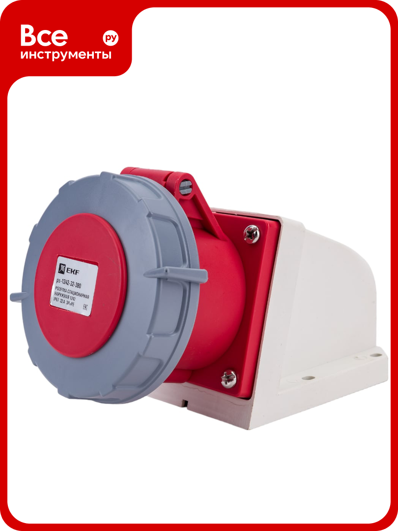 Стационарная розетка EKF наружная, 1242, 3Р+РЕ, 32А, 380В, IP67, PROxima ps-1242-32-380, 380 В