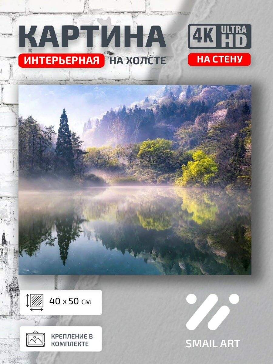 Картина на холсте интерьерная 40 на 50 на стену Южная Корея для кафе пейзаж