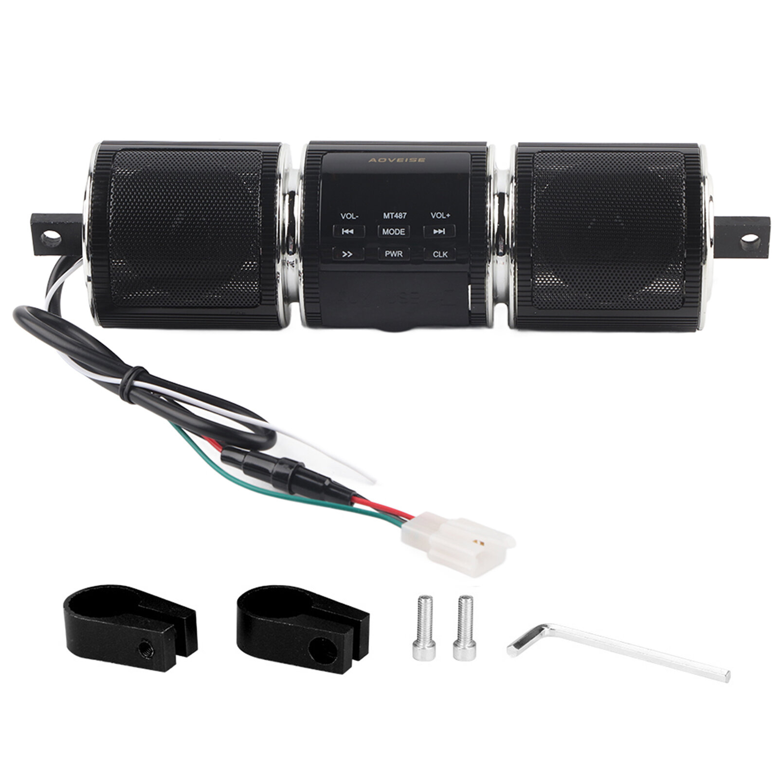 Универсальный мотоцикл водонепроницаемые стереодинамики Bluetooth 3.0+EDR USB Music Player (Black)