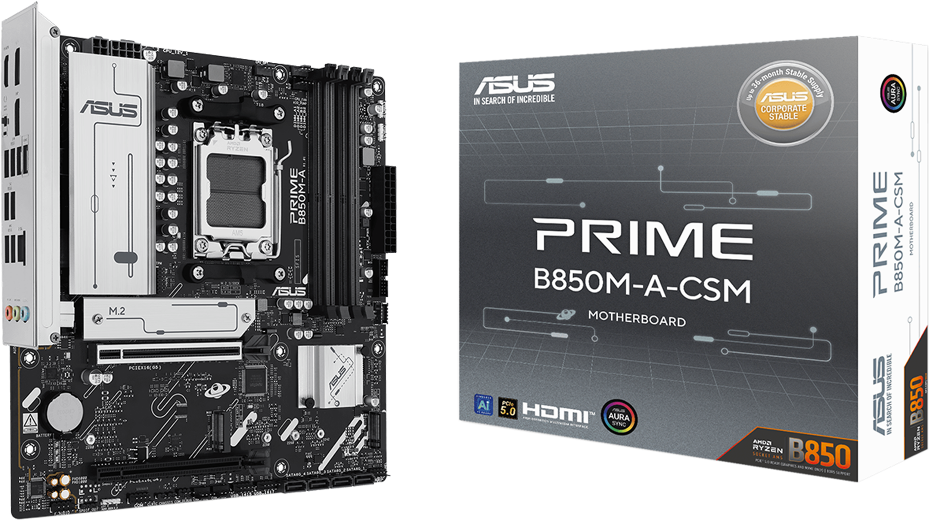 ASUS PRIME B850M-A-CSM (RTL) AM5 2xPCI-E HDMI+2xDP 2.5GbLAN SATA MicroATX 4DDR5