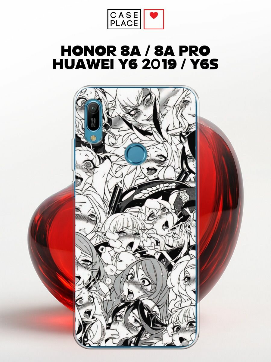 Чехол на Хонор 8А / 8А Про / Хуавей Y6 2019 / Хуавей Y6s силиконовый с принтом "Ахегао манга тян"