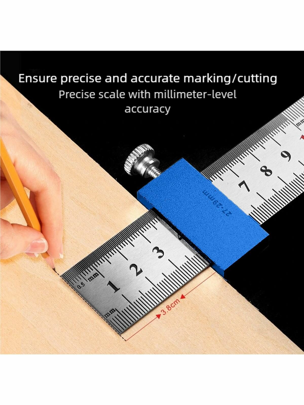 Плотник Линейка металлическая с блоком позиционирования, 1 шт. - 40 см