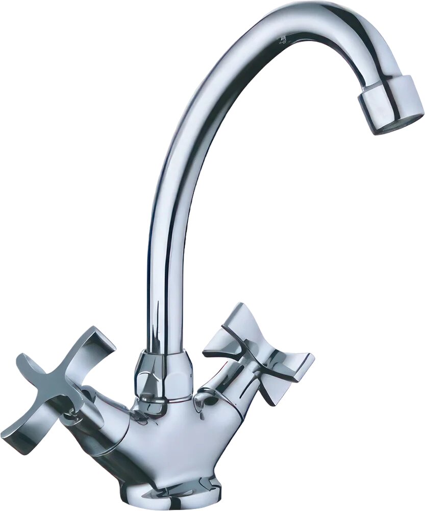 Смеситель для кухни Ledeme H22 L4822 с поворотным изливом, хром, глянцевый, вентильный, латунный