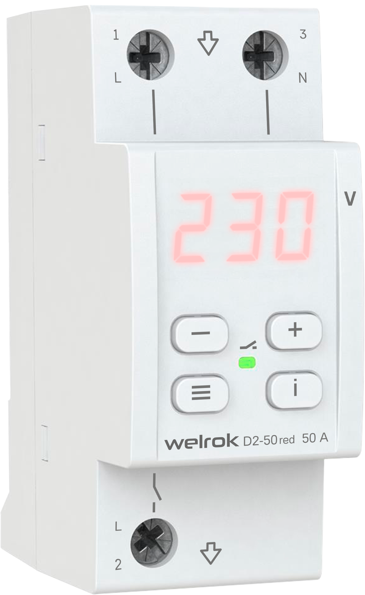 Двухмодульное реле напряжения Welrok (RBUZ) D2-50 red, 50А