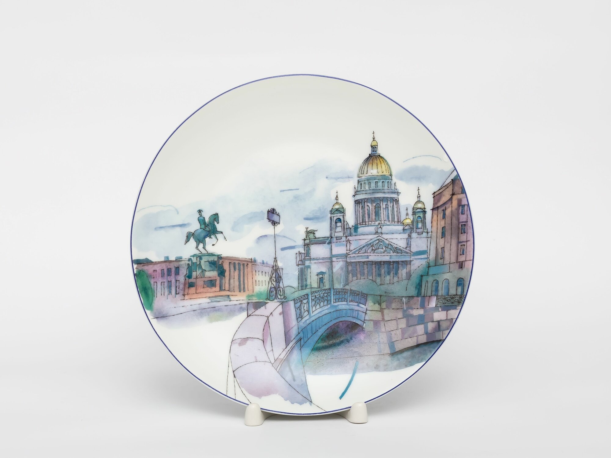 Декоративная тарелка 19.5 см рис. Синий мост