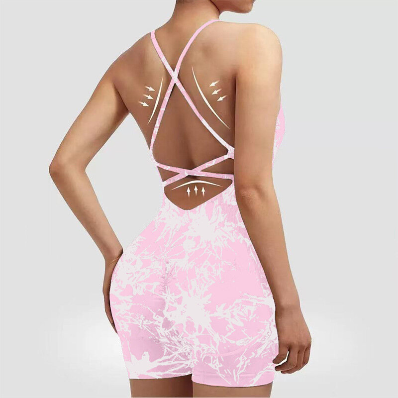 2025 Кросс-бордерный европейский и американский стиль жилет йога боди шорты сексуальный облегающий комбинезон новый спортивный боди