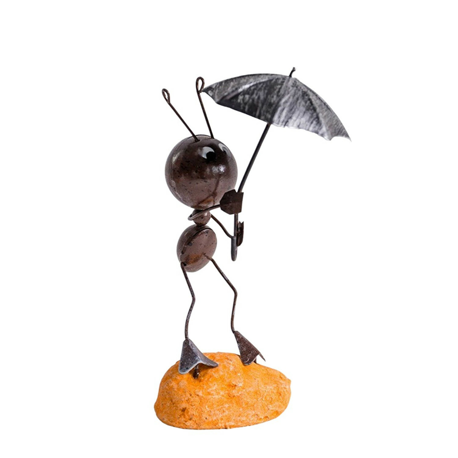 Орнаменты модели маленькой муравья в пасторальном стиле, украшение для гостиной, кабинета, окна, подарок - Малая муравей с зонтиком, материал железо + керамика, размер 6.5*4*15 см / 2.56*1.57*6 дюймов, вес продукта 330 г / 11.64 унции, вес упаковки 580 г