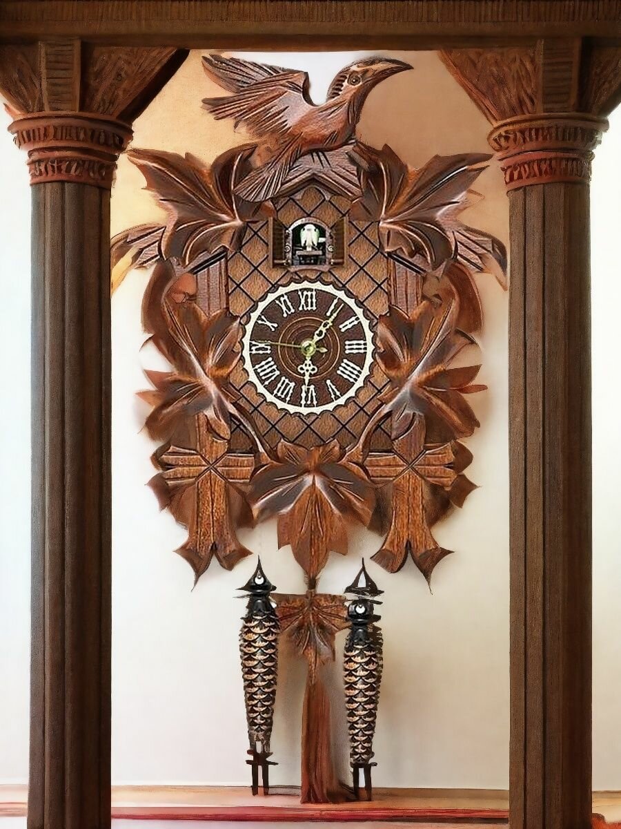 Настенные часы Механические часы с кукушкой для дома, Германия. Дерево. P37X Y72Z, 46 см х 25 см