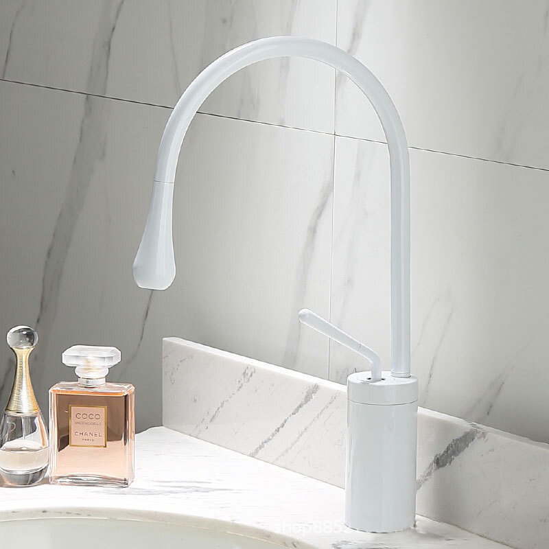 Современный эстетичный смеситель для раковины в скандинавском стиле, горячая и холодная вода, высококачественный вращающийся смеситель для ванной с гибким изливом