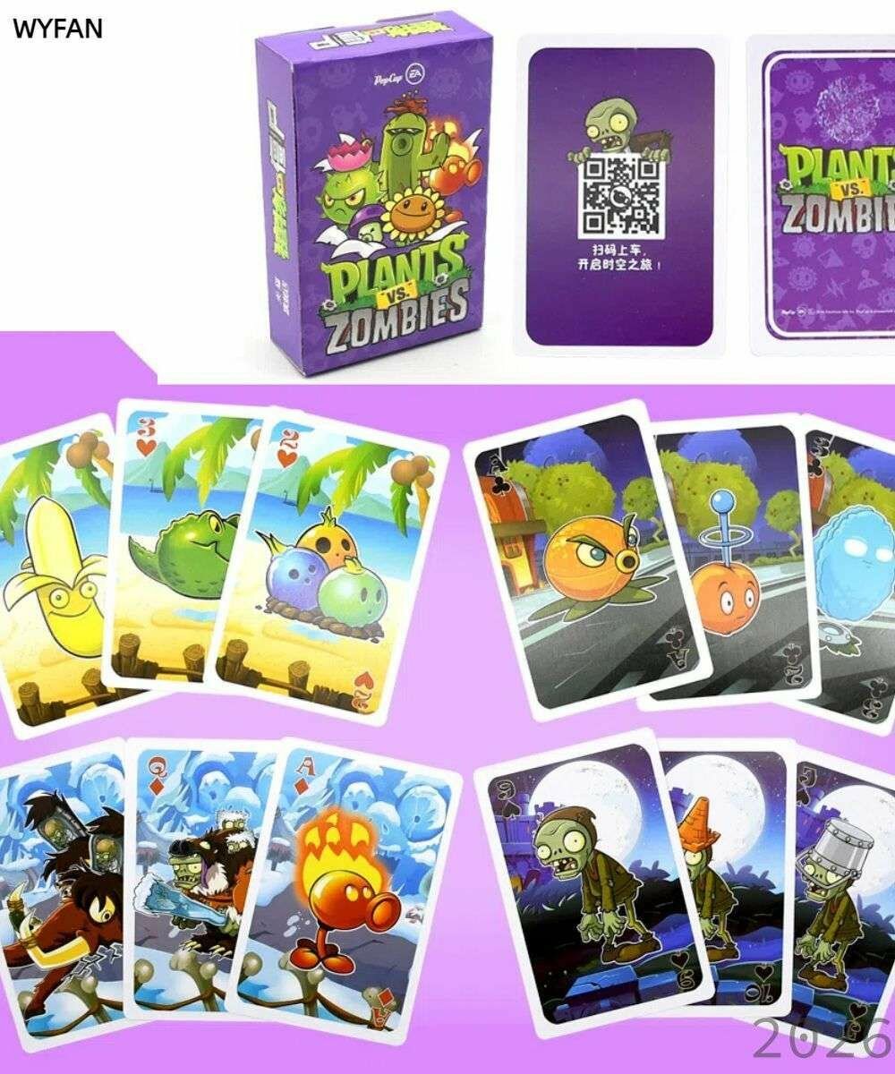Растения против зомби, периферийные игрушки, открытки, игральные карты, полный набор игровых карт