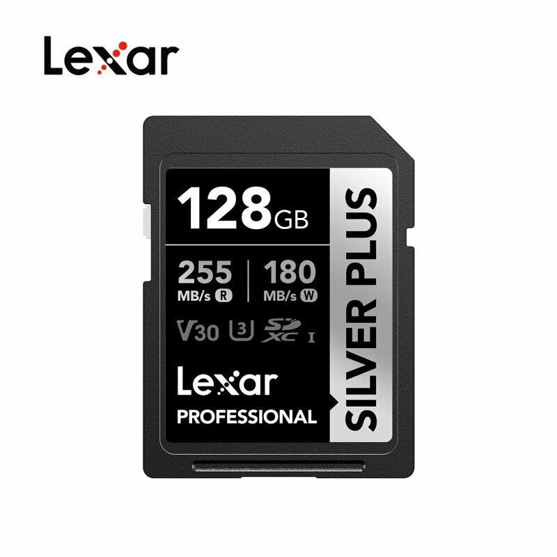 Карта памяти 128GB Lexar Professional SILVER PLUS SDXC UHS-I (255/180MB/s) C10 V30 U3 (LSDSIPL128G-BNNNG)