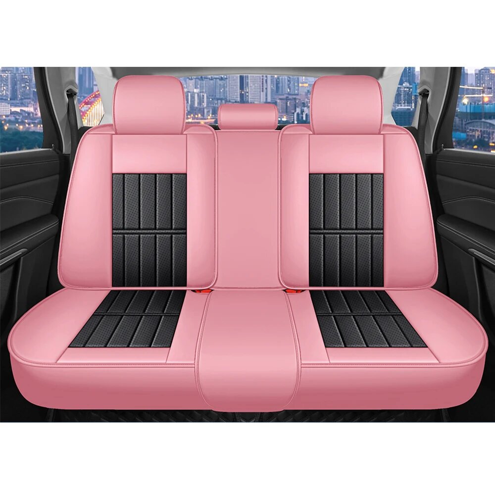 Кожаные чехлы на сиденья для Mitsubishi Pajero 4, 2 Sport Outlander xl, asx, Montero, аксессуары для Lancer 9, 10, Carisma Pink Rear