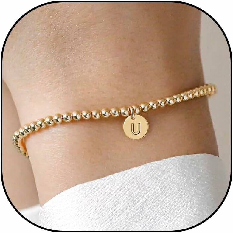 Женский браслет из бусин в форме сердца с покрытием из 14-каратного золота, эластичный браслет из бусин с буквами, браслет с персонализированным именем, подарок на день рождения в знак дружбы, подарок на День святого Валентина, женские украшения