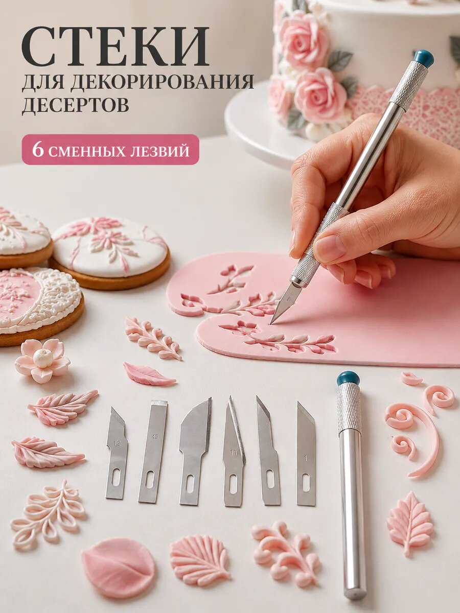 Набор кондитерских инструментов для моделирования, 7 предметов, нержавеющая сталь