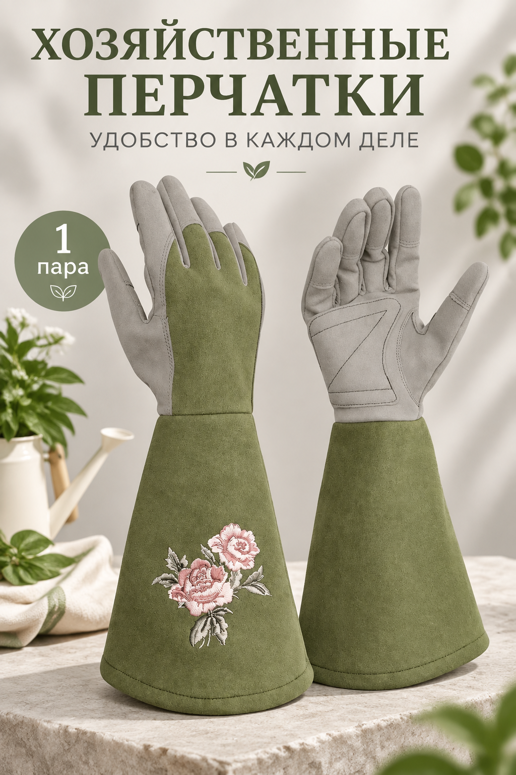 Универсальные хозяйственные перчатки, 1 пара, светло-зеленые, светло-серые, белые