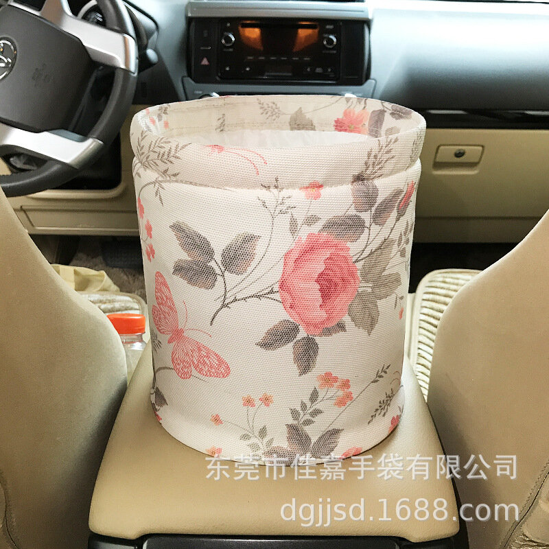 Автомобильный мусорный бак с цветочным рисунком, размеры 19x21 см, крепление для вешания, многофункциональный контейнер