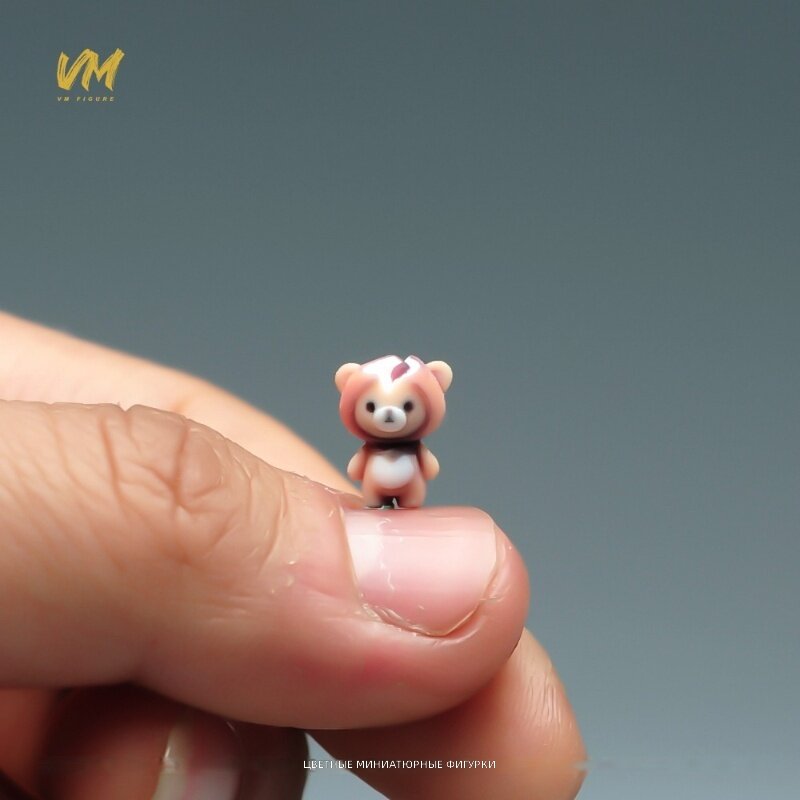 Миниатюрная фигурка медведя масштаб 1:64 с большими круглыми глазами, маленьким носом и ртом, для диорам, моделей поездов и макросъемки, 1 шт.