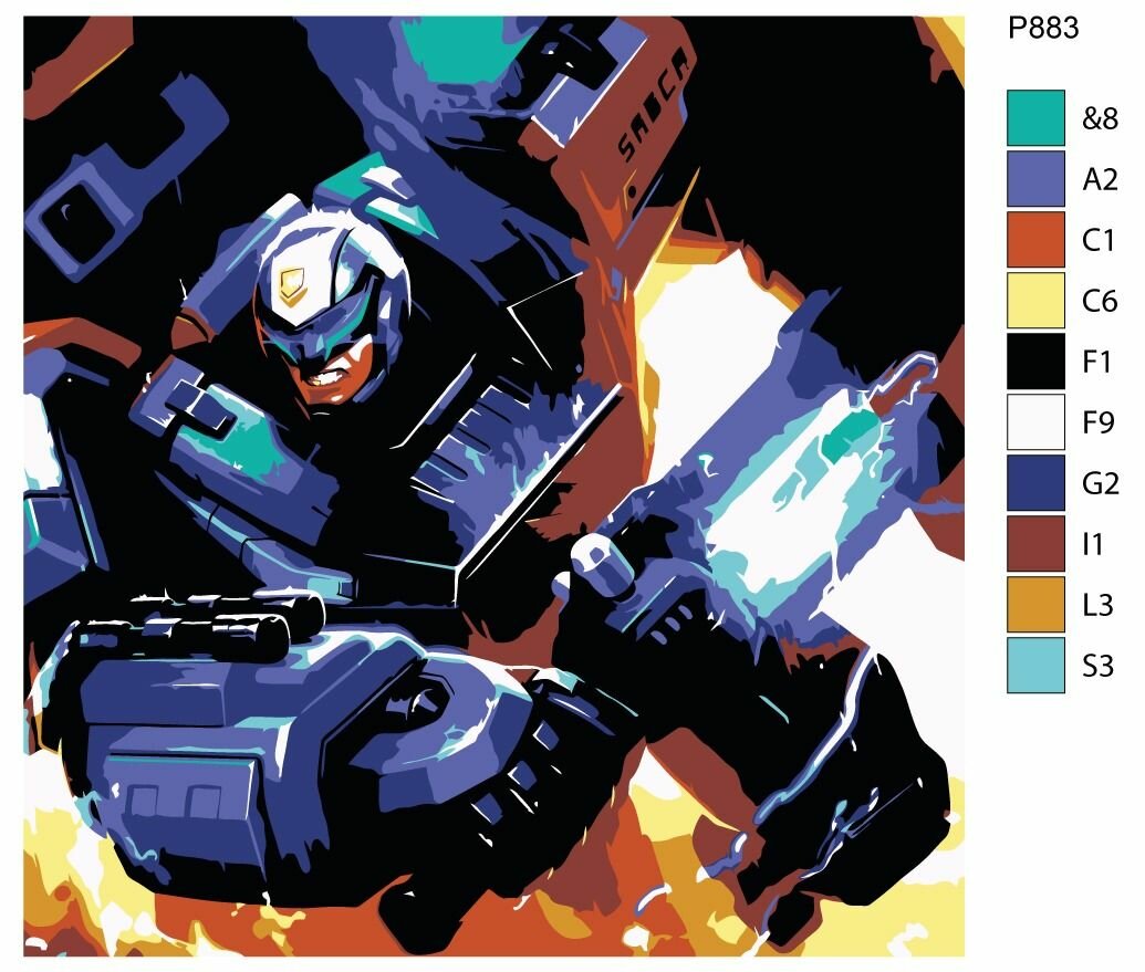 Детская картина по номерам P883 "Игра Mobile Legends. Джонсон" 30x30