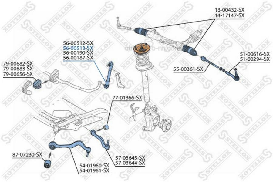 STELLOX 5600513SX тяга стабилизатора переднего правая!\ BMW E60/E61 all 03>
