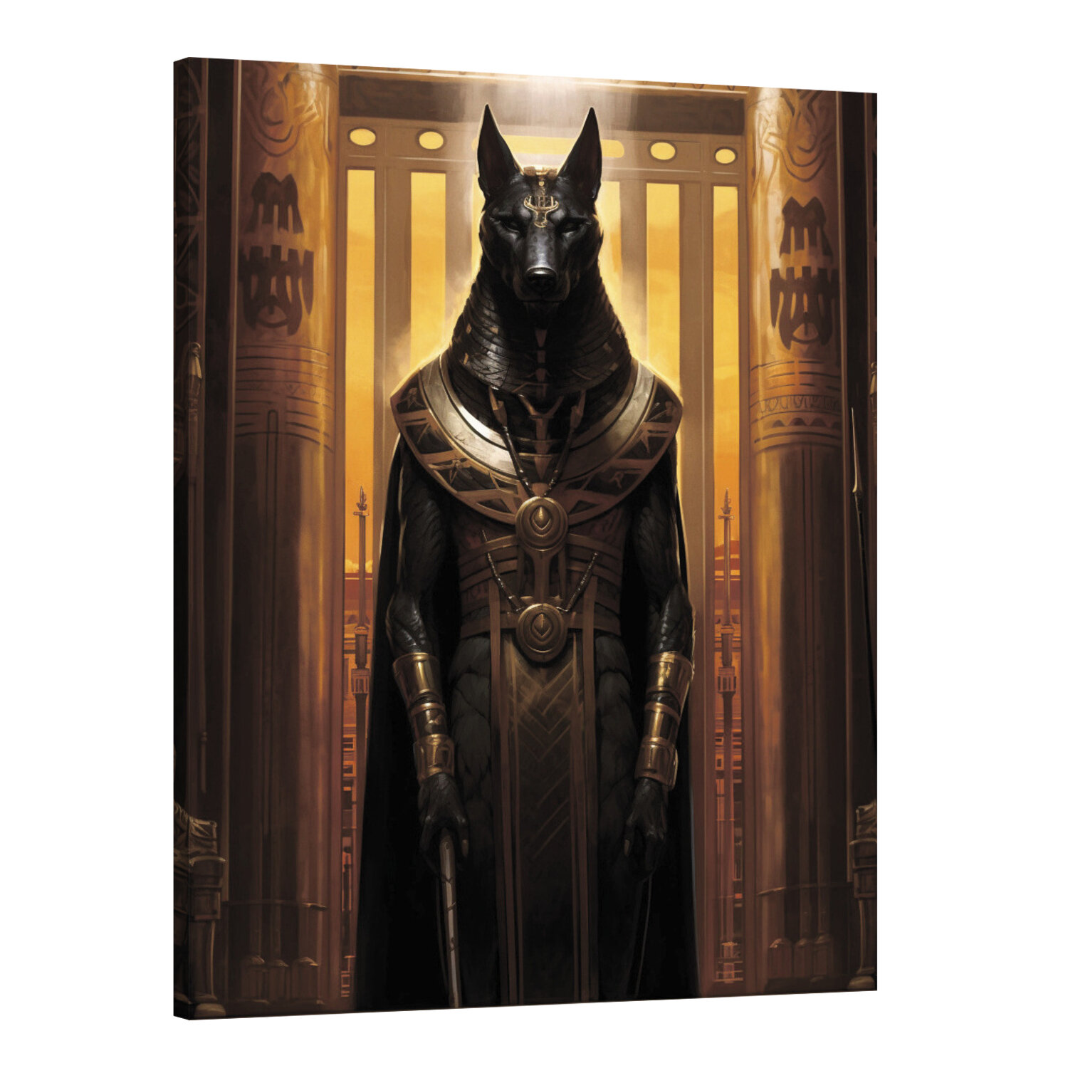 Интерьерная картина 50х70 "Анубис: хранитель тайн мистического мира"