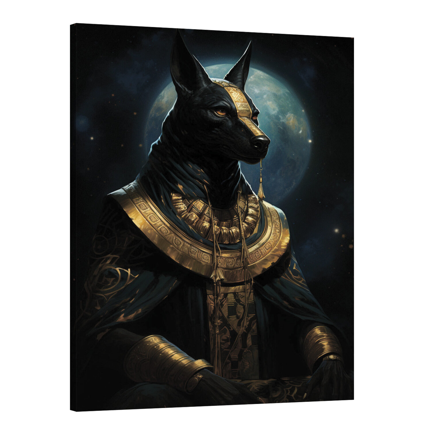 Интерьерная картина 50х70 "Анубис: хранитель тайн мистического прошлого"