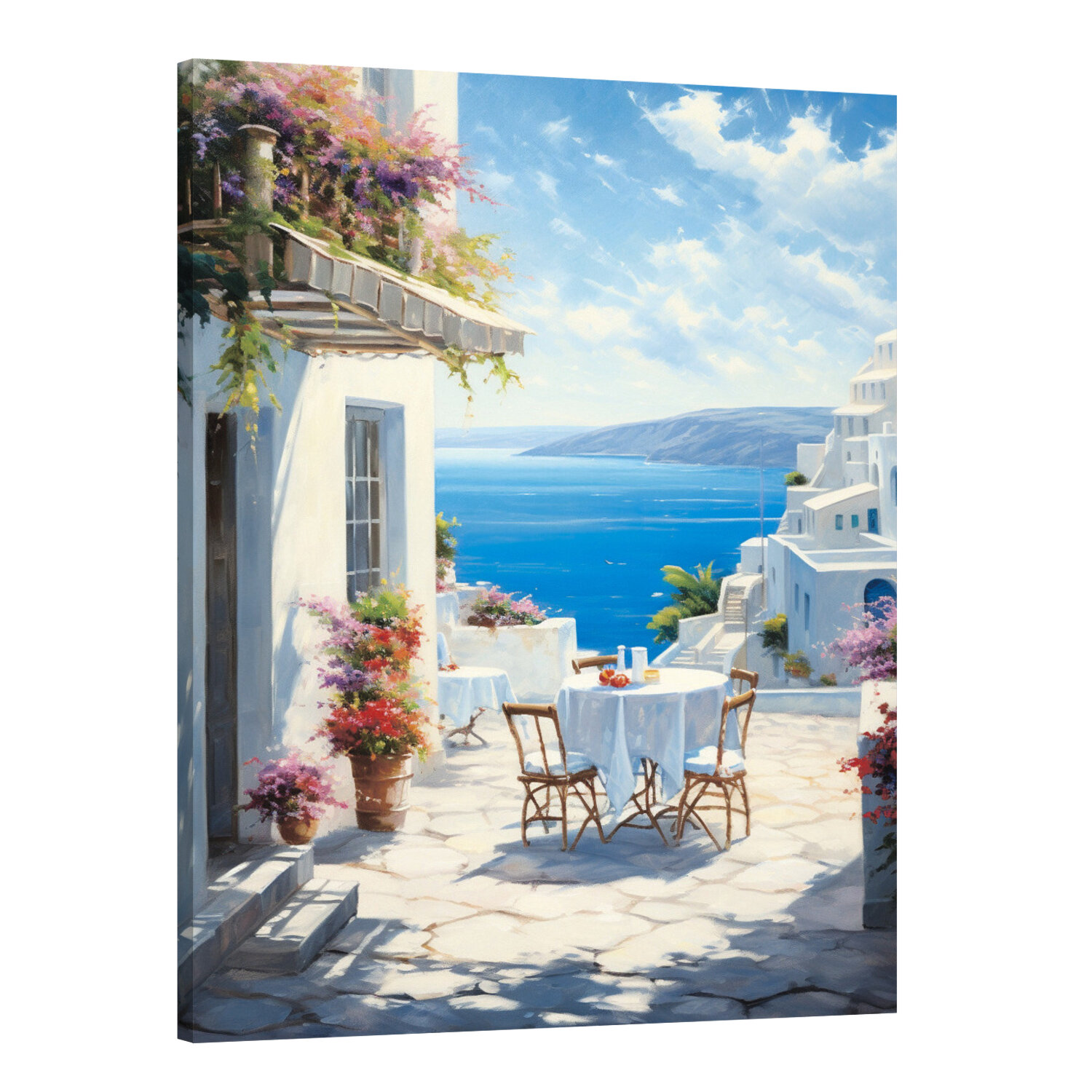 Интерьерная картина 50х70 "Греция: умиротворение в белом"