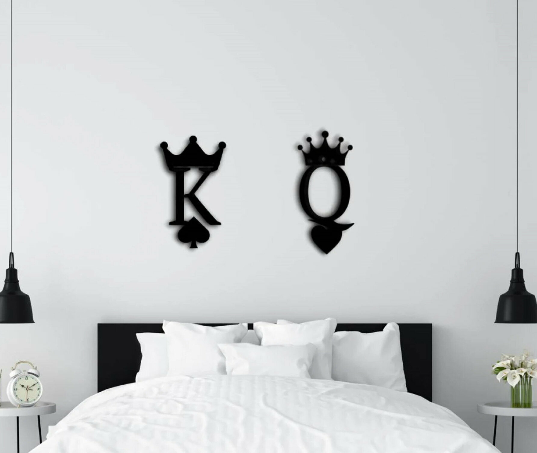 Панно 40х20 см 2 шт "Король и Королева" декоративное настенное чёрное, декор на стену, картина