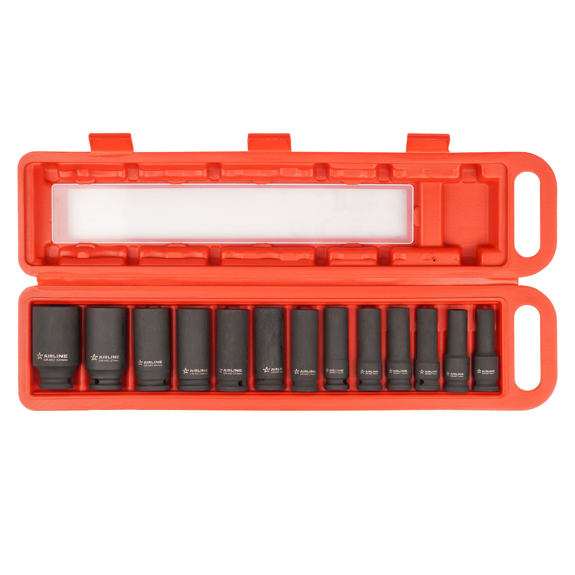 Airline набор головок ударных 1/2dr l 78мм, 13пр. (10-32мм) пласт. кейс. atas075
