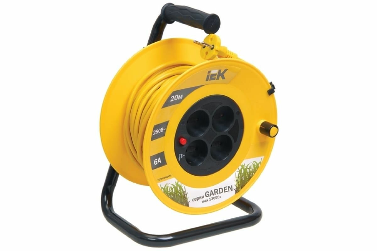 Удлинитель силовой 4 розетки шнур 20м ПВС 2х0,75 УК20 с термозащитой IEK