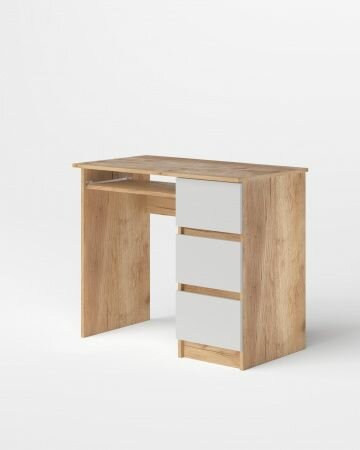 Стол Охта 6/3 правый_766*900*500 Дуб Вотан/Белый гладкий (Петровская мебель)