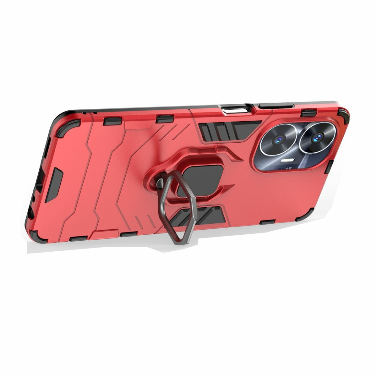 Противоударный чехол с кольцом Panther Case для Realme C55 (красный)