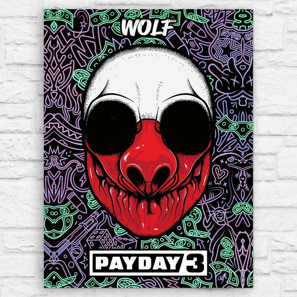 Картина по номерам на холсте игры PayDay 3 (Пэй Дэй, Wolf, PS, PC, XBOX, SWITCH) - 13604 В 60x80