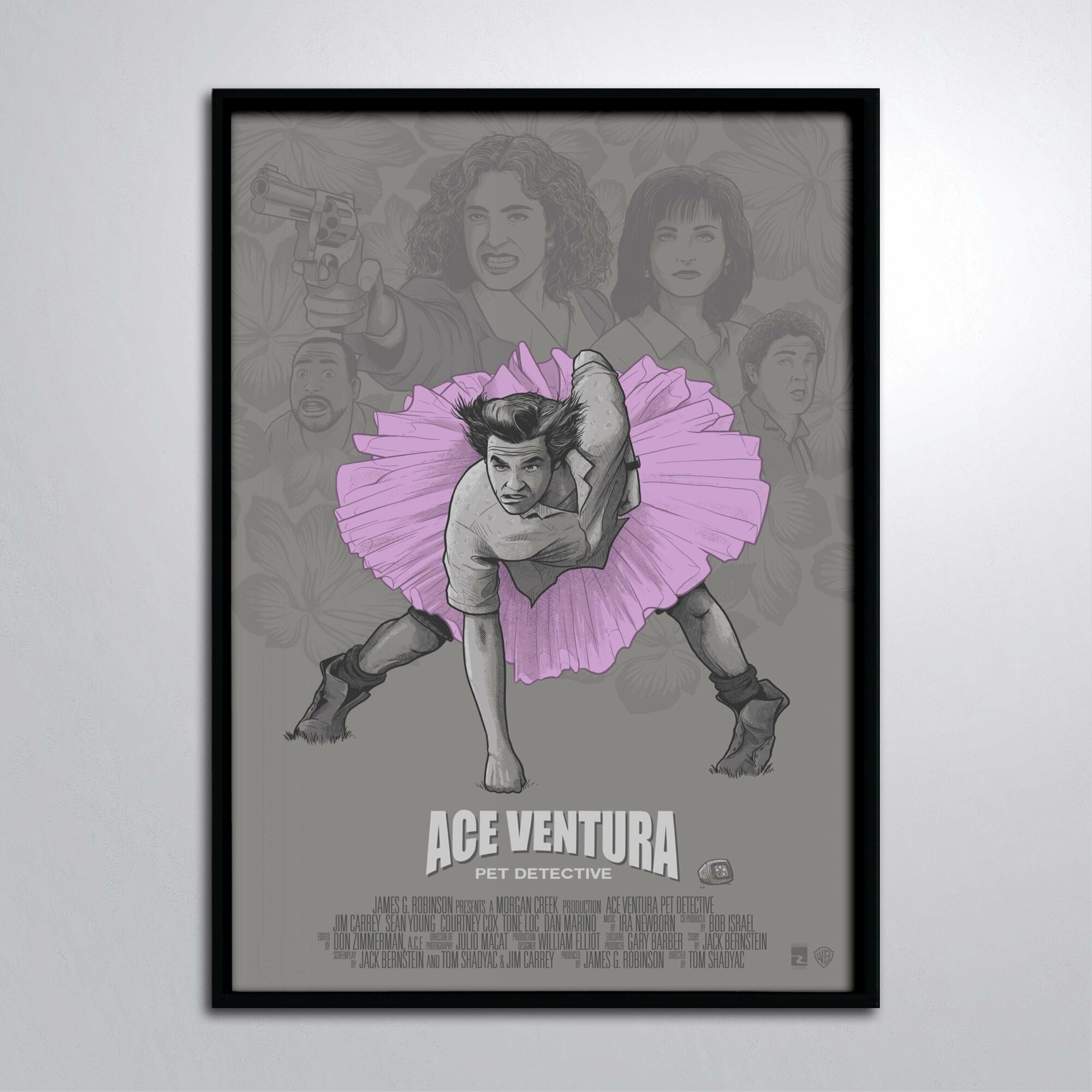 Постер без рамы/Эйс Вентура Розыск домашних животных Джим Керри Рисунок Ace Ventura