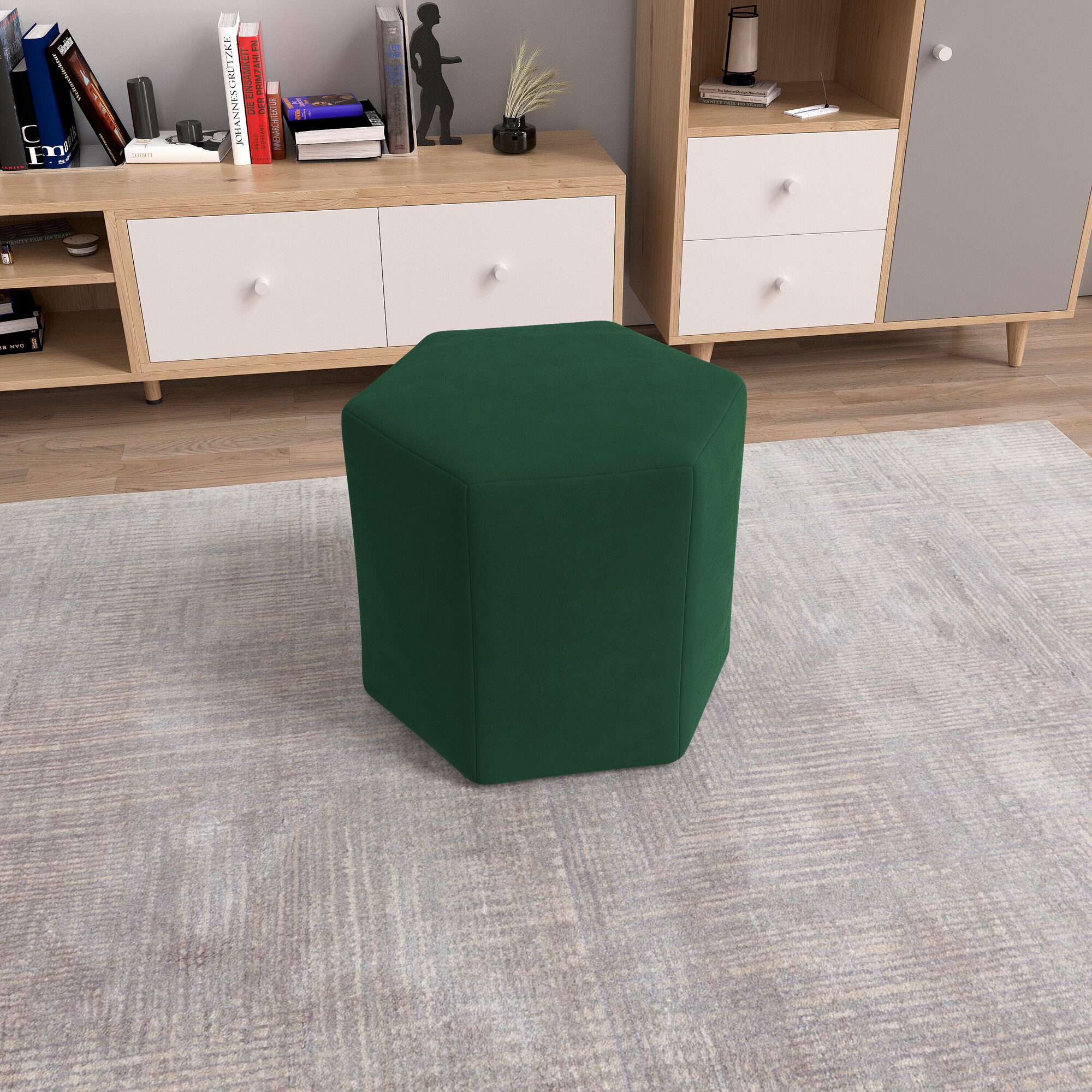 Пуф NEO, необычной формы, универсальный, 39х40 см, антивандальный велюр, изумрудный