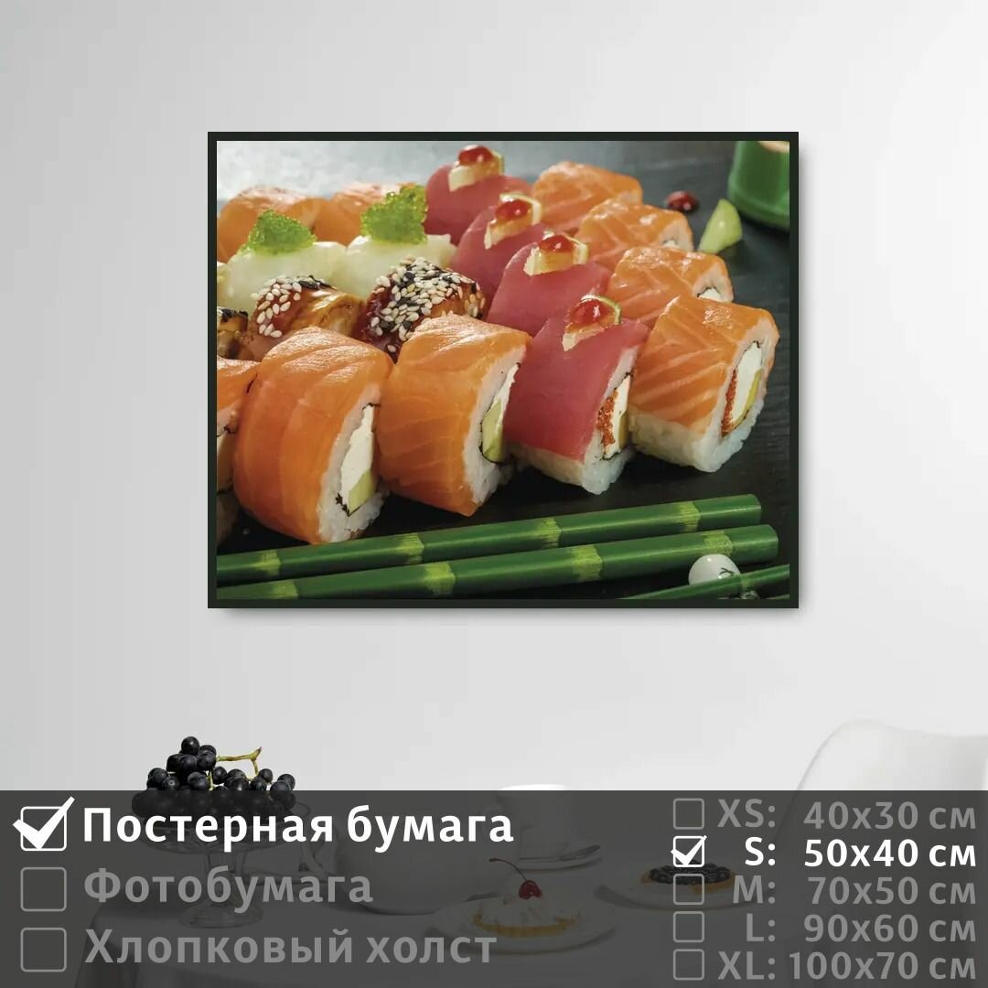 Постер на стену Суши И Роллы 50х40 см ПолиЦентр