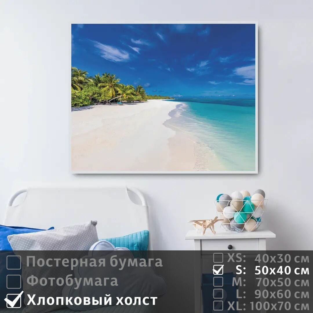 Постер на холсте Тропические Мальдивы 50х40 см ПолиЦентр