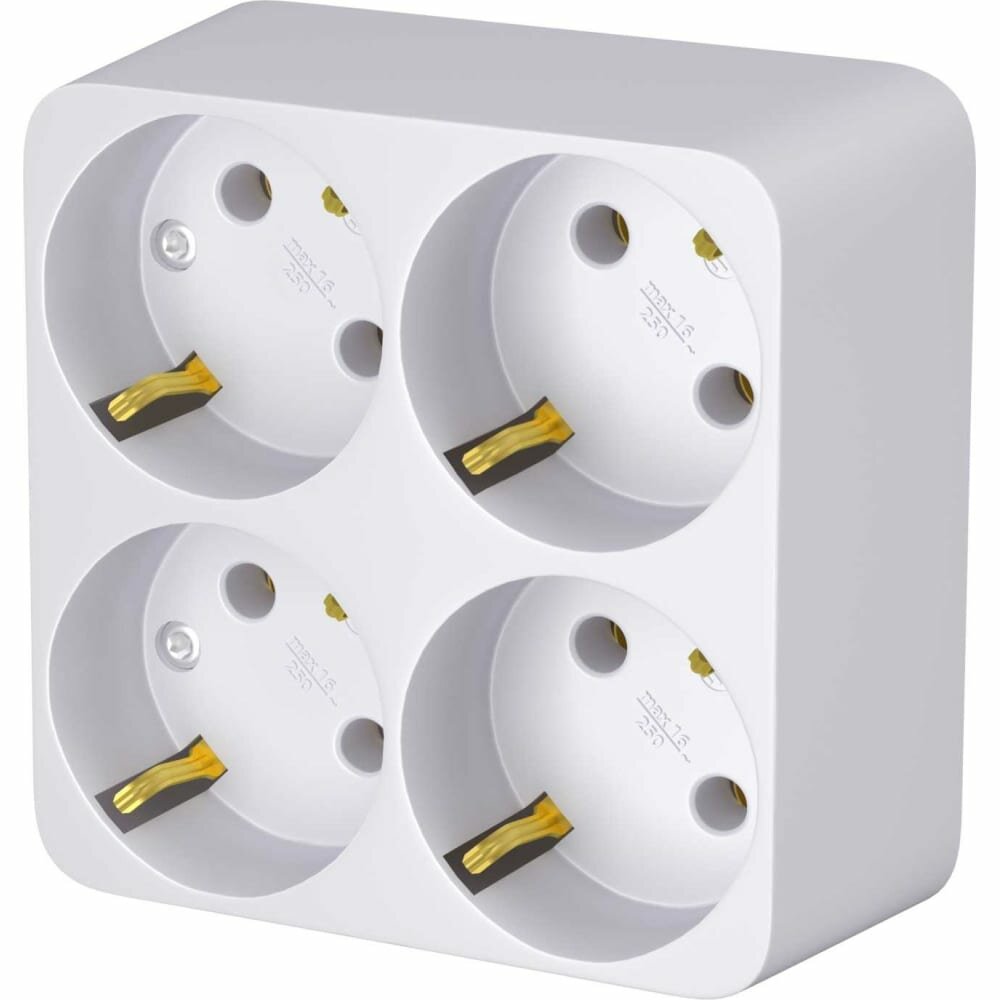 Электрический разветвитель (четверник) фотон 16А, с заземлением, АМ 16-4Е 12326