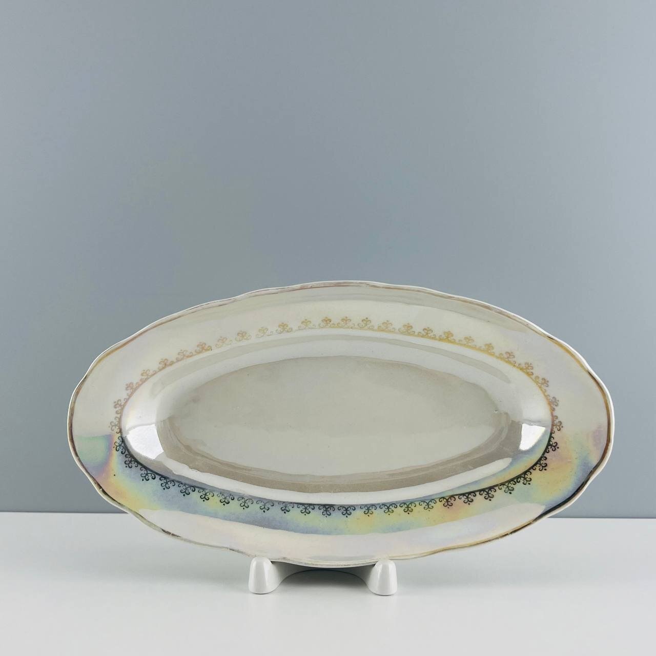 Винтажное блюдо "Теплые Воспоминания". Фарфор Коростенский фз. СССР, 1980-е.